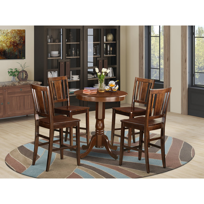 Alcott Hill Palmateer 4 Person Counter Height Solid Wood Dining Set Wayfair